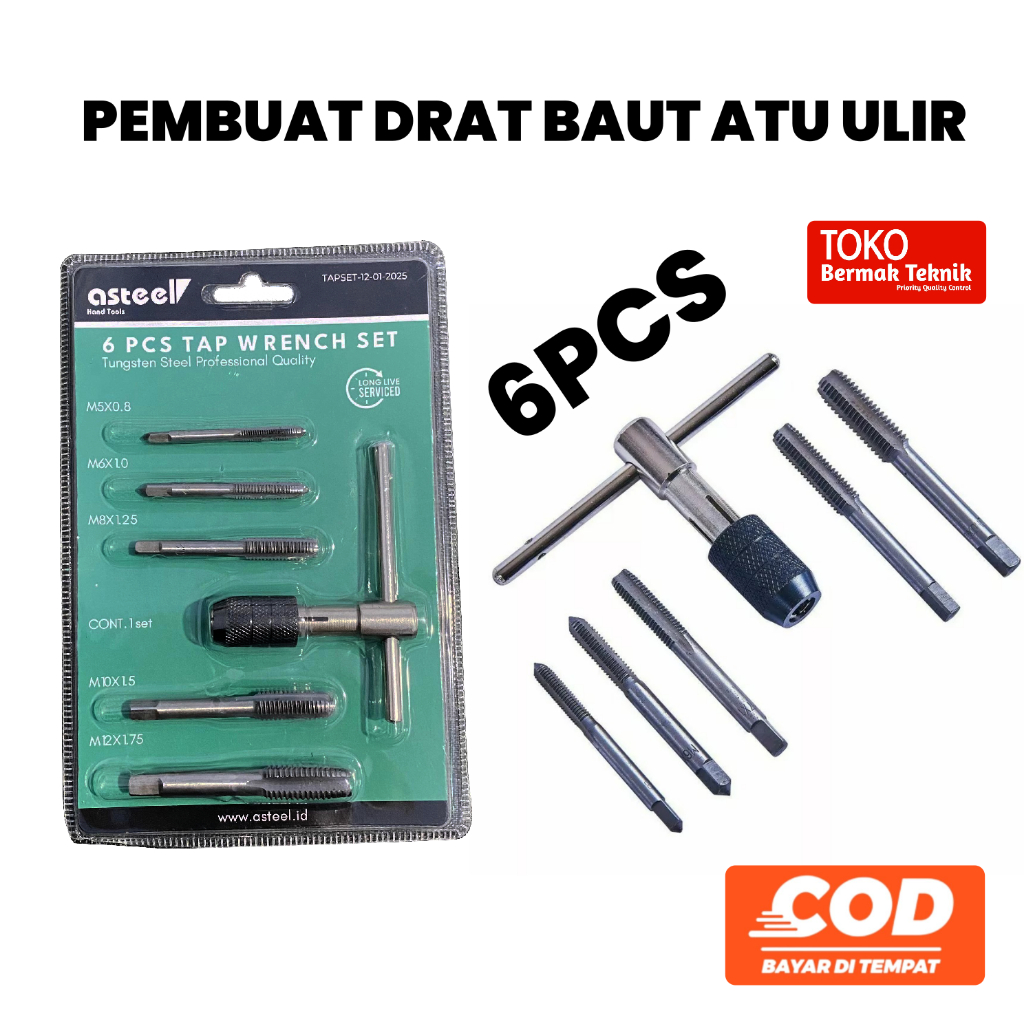 Jual ASTEEL Tap Wrench Set Alat Metrik Alat Pembuat Drat Hand Tap Set ...