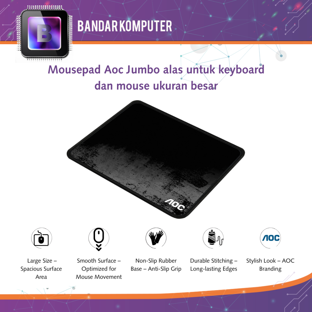 Jual mouse pad aoc jumbo (alas mouse berukuran besar) | Shopee Indonesia