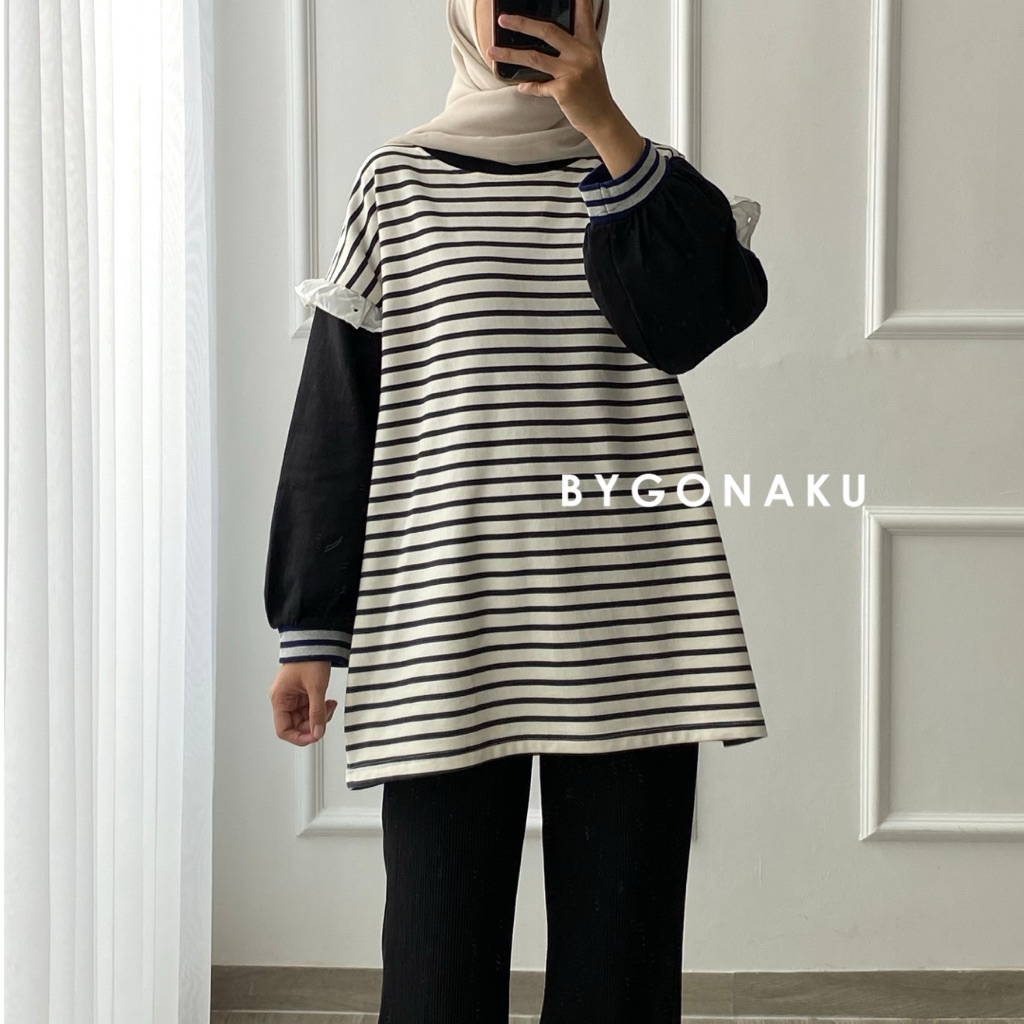 Jual [GONAKU] Suzy Ruffle Top Blouse by Gonaku | Blouse Knit Ruffle ...