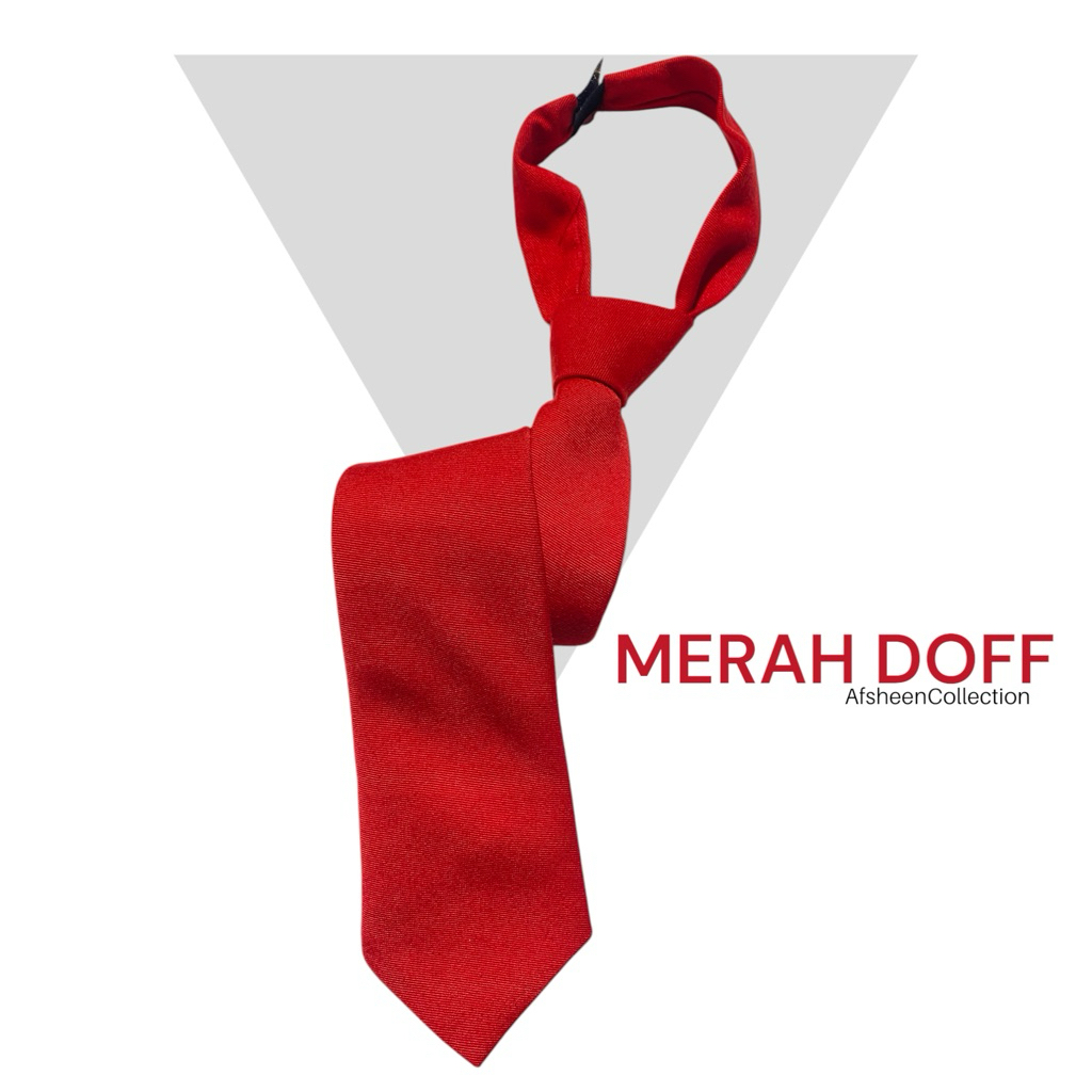 Jual Dasi Merah Drill Polos Instan Perekat Pria Wanita | Shopee Indonesia