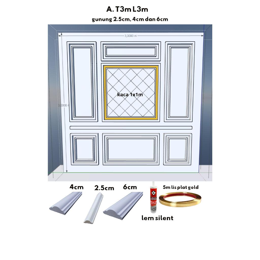 Jual Paket Molding + Kaca List PVC Size 3X3m + kaca tebal 3mm | Shopee ...