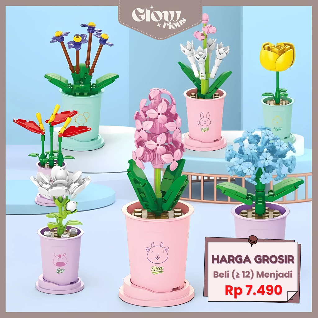 Jual GR Nano Block Bunga Mainan Balok Lucu Motif Bunga Block Bricks DIY ...