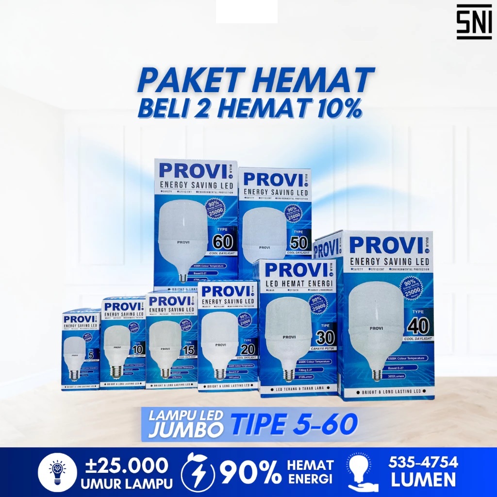 Jual Bohlam Bola Lampu Led Kapsul T Bulb PROVI 5 10 15 20 30 40 50 60 ...