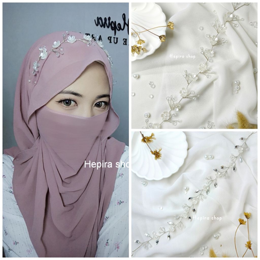 Jual headpiece bunga/headpiece Mutiara/headpiece hijab/bando hijab ...