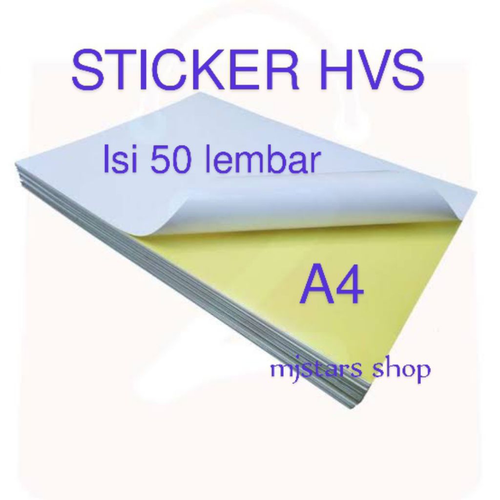 Jual stiker label A4 / Kertas stiker Hvs sticker Hvs putih (doff/matte ...