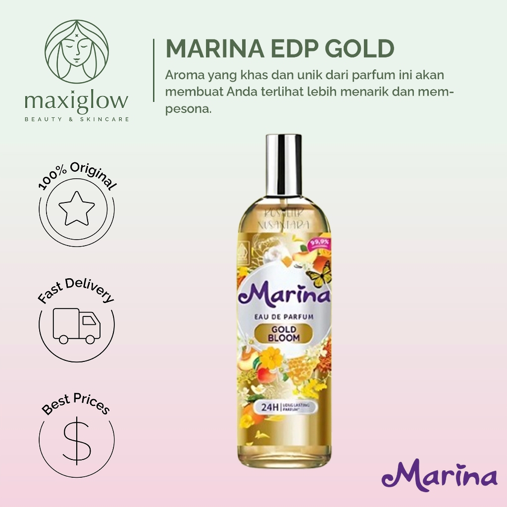Jual Marina Parfum Eau De Parfum Gold 98ml – Wewangian Wanita Premium ...