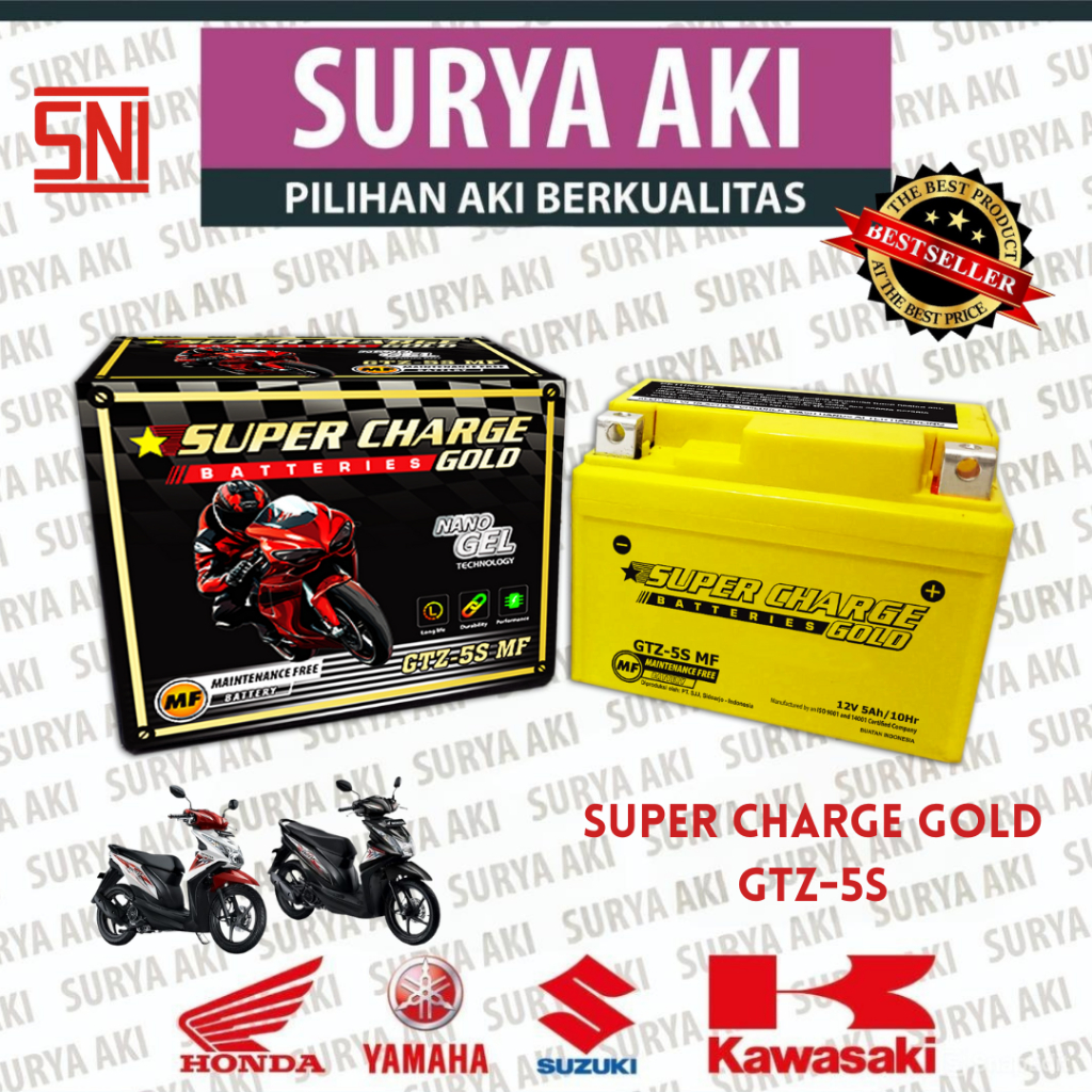 Jual Aki Kering SUPERCHARGE GOLD 5AH Motor Mio J Mio Soul GT Spin Skywave Skydrive Nex Arasi ...
