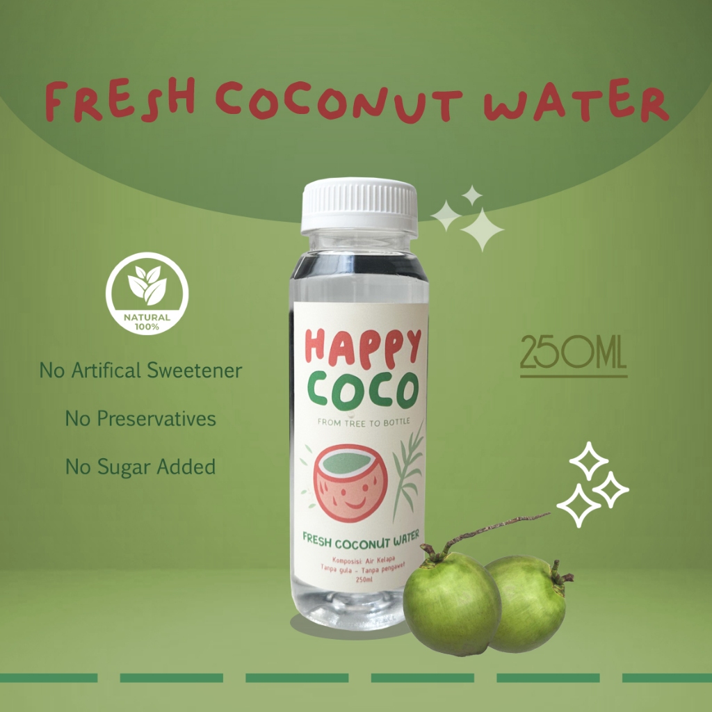 Jual Happy Coco - Fresh Coconut Water - 250ML | Shopee Indonesia