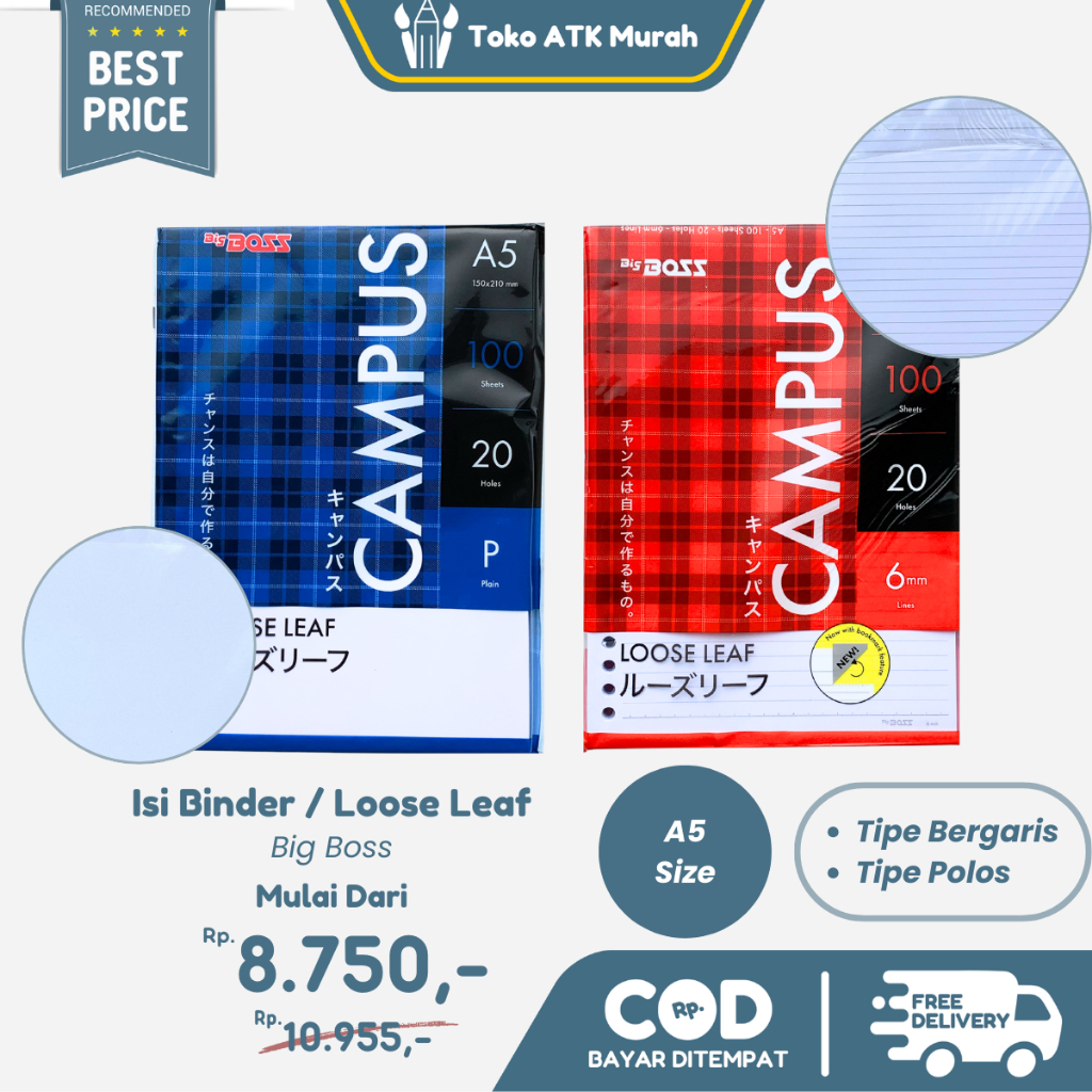 Jual Isi Binder A5 Garis / Polos Loose Leaf Big Boss A5 20 Holes - isi 100 Lembar | Shopee Indonesia