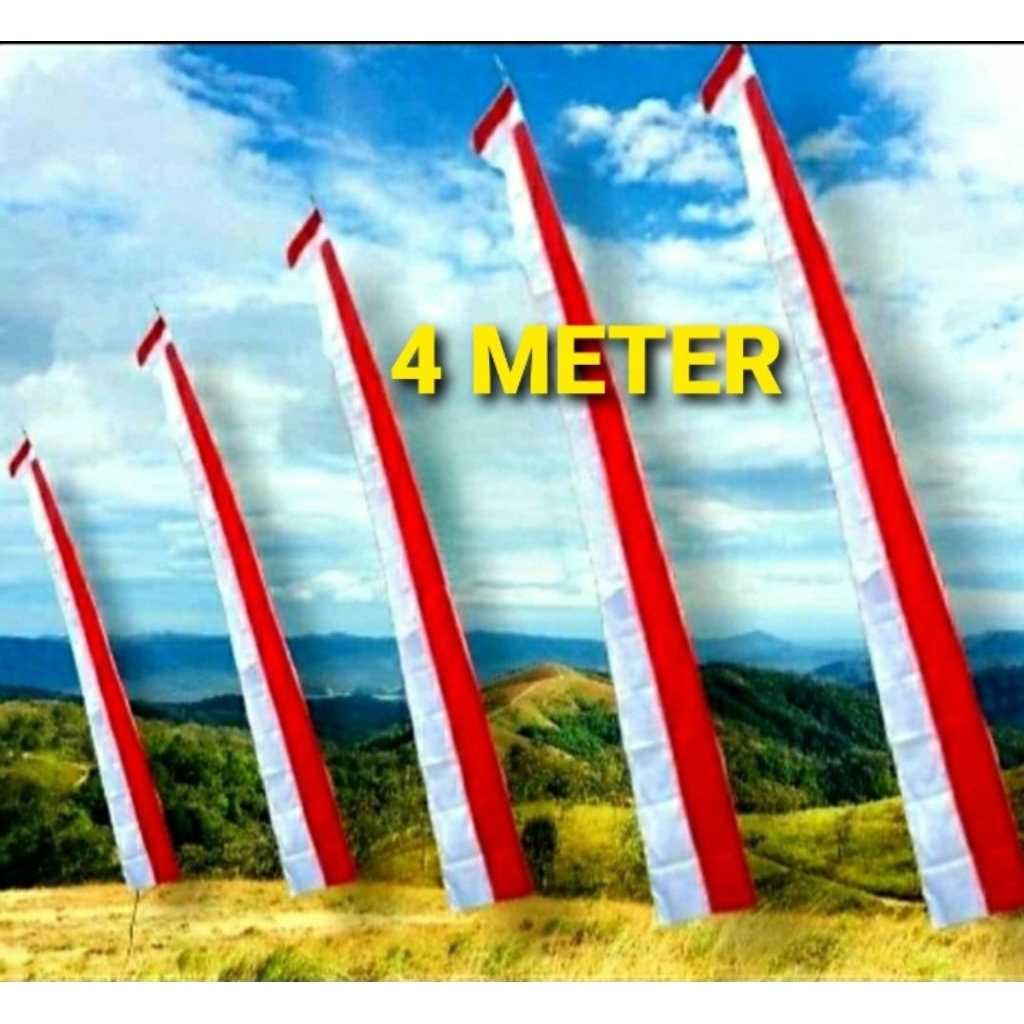 Jual Umbul umbul Panjang 4 meter Layur Polos MERAH PUTIH | Shopee Indonesia