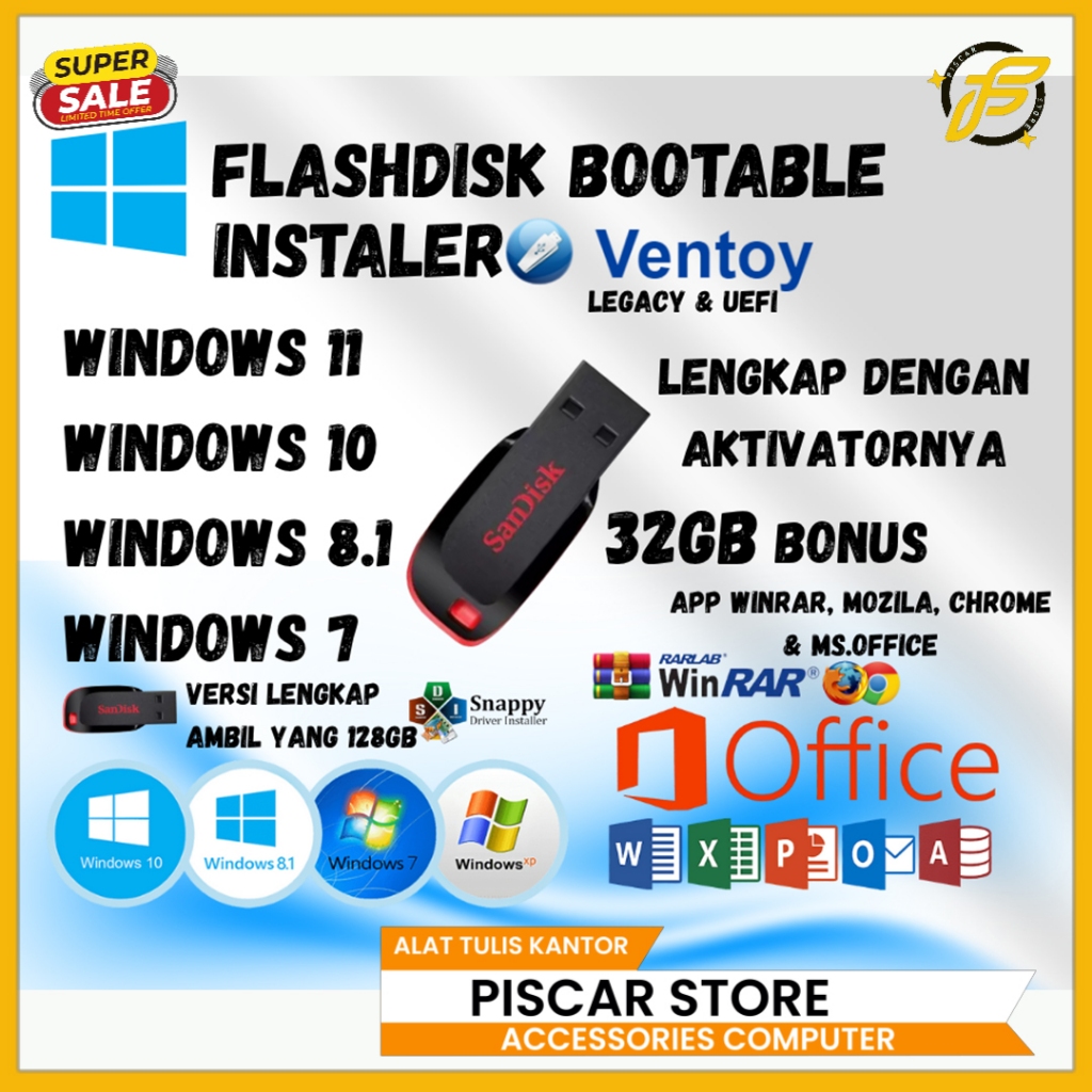 Jual FlasDisk Bootable Windows 10,11,8.1,7 Installer | Shopee Indonesia