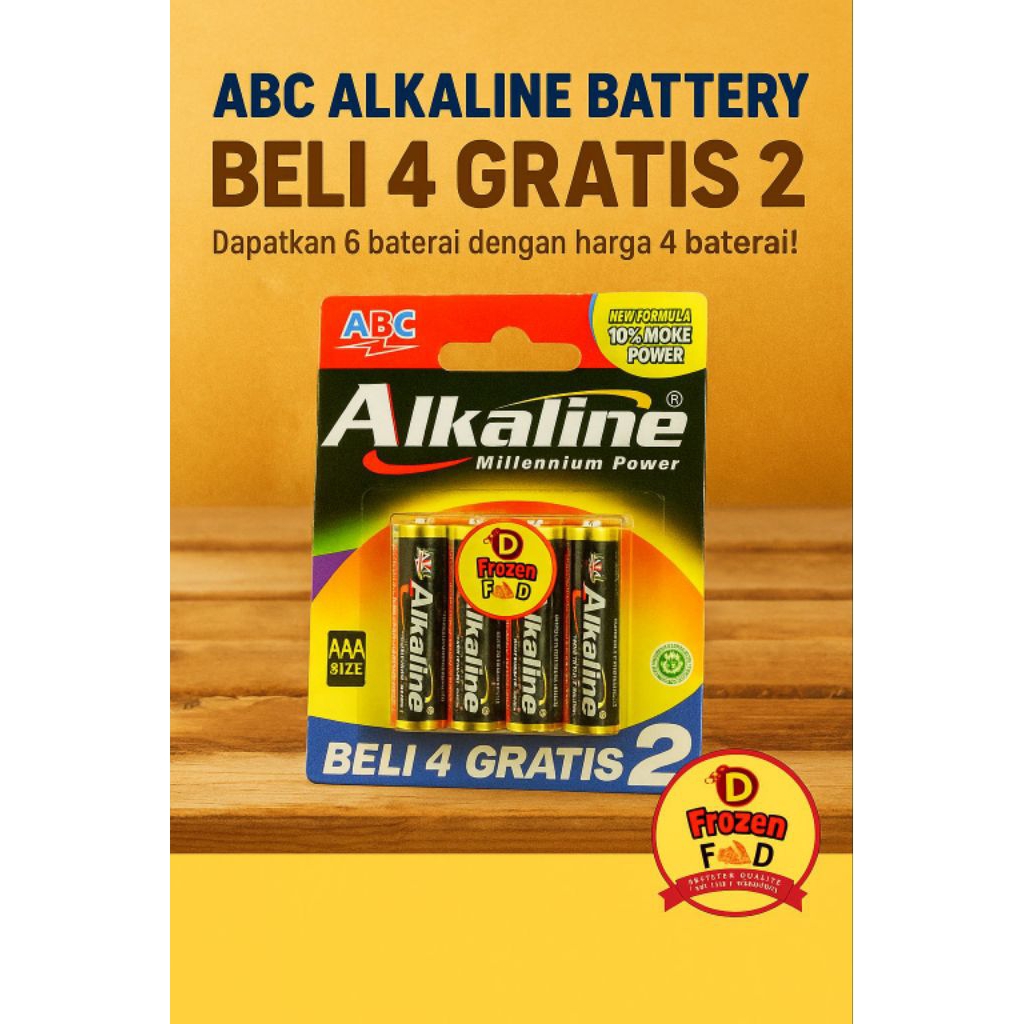 Jual Baterai ABC Alkaline AAA isi 4 gratis 2 / 6 butir | batrai | batre ...