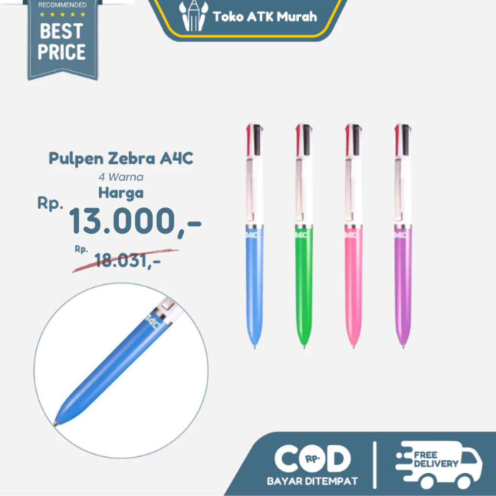 Jual Pulpen Zebra A4C - 4 Colours / Warna | Shopee Indonesia