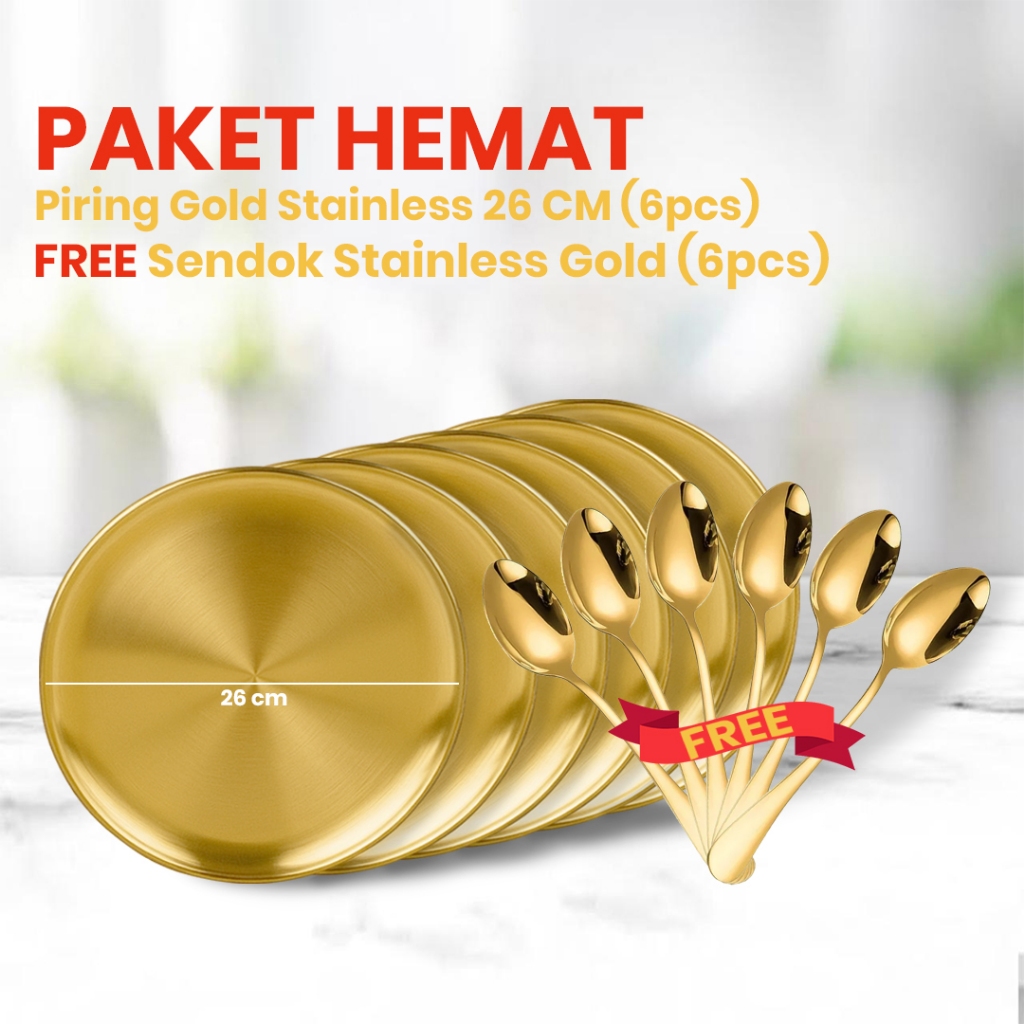 Jual Piring Makan Sultan / Dekorasi Stainless Steel European Gold ...