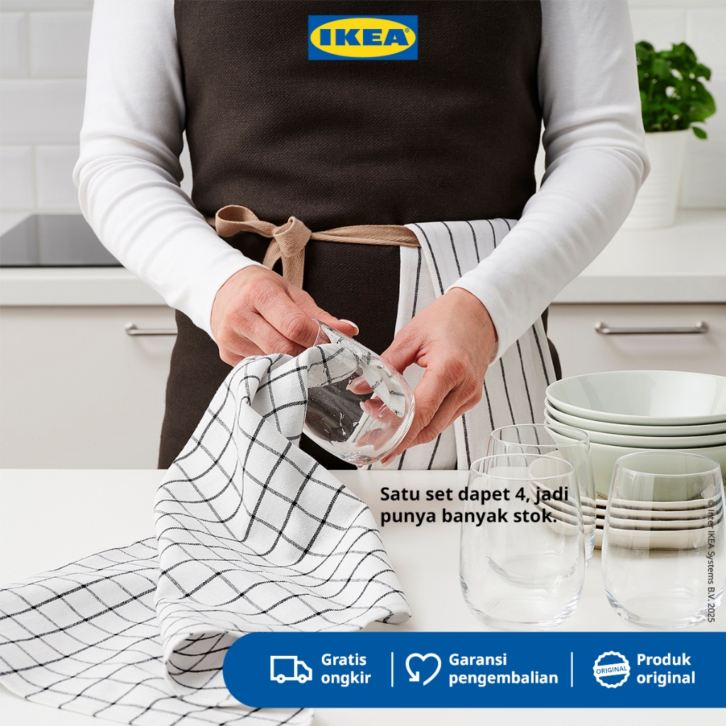 Jual IKEA RINNIG Lap Dapur Putih/Abu-Abu 45x60cm Isi 4pcs | Shopee ...
