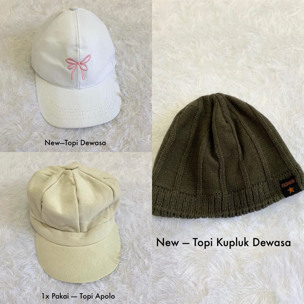 Jual [PRELOVED PRIBADI] TOPI PUTIH PITA PINK COQUETTE APOLO CREAM ...