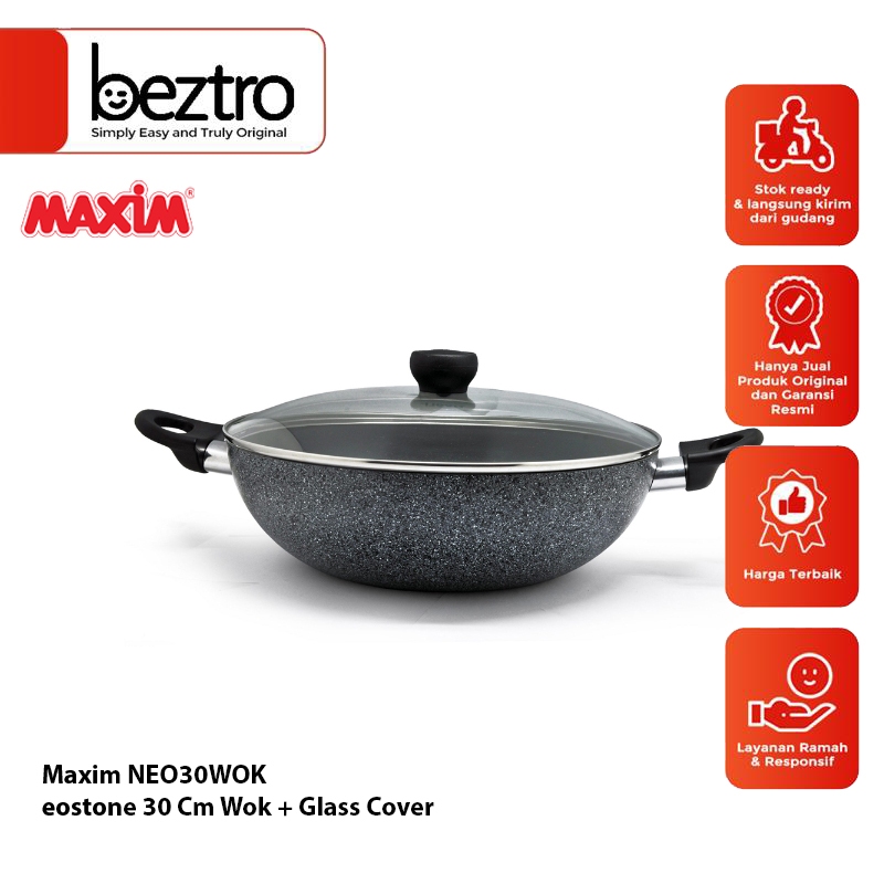 Jual Maxim Deep Wok + Cover NEO30WOK Neostone 30cm Ceramic Wok Wajan ...