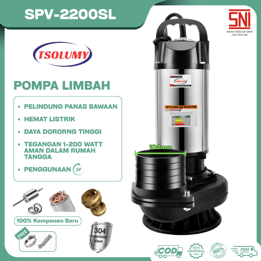 Jual Tsolumy Pompa Celup Air SPV-2200SL 4 inch Pompa Kolam Ikan Pompa ...