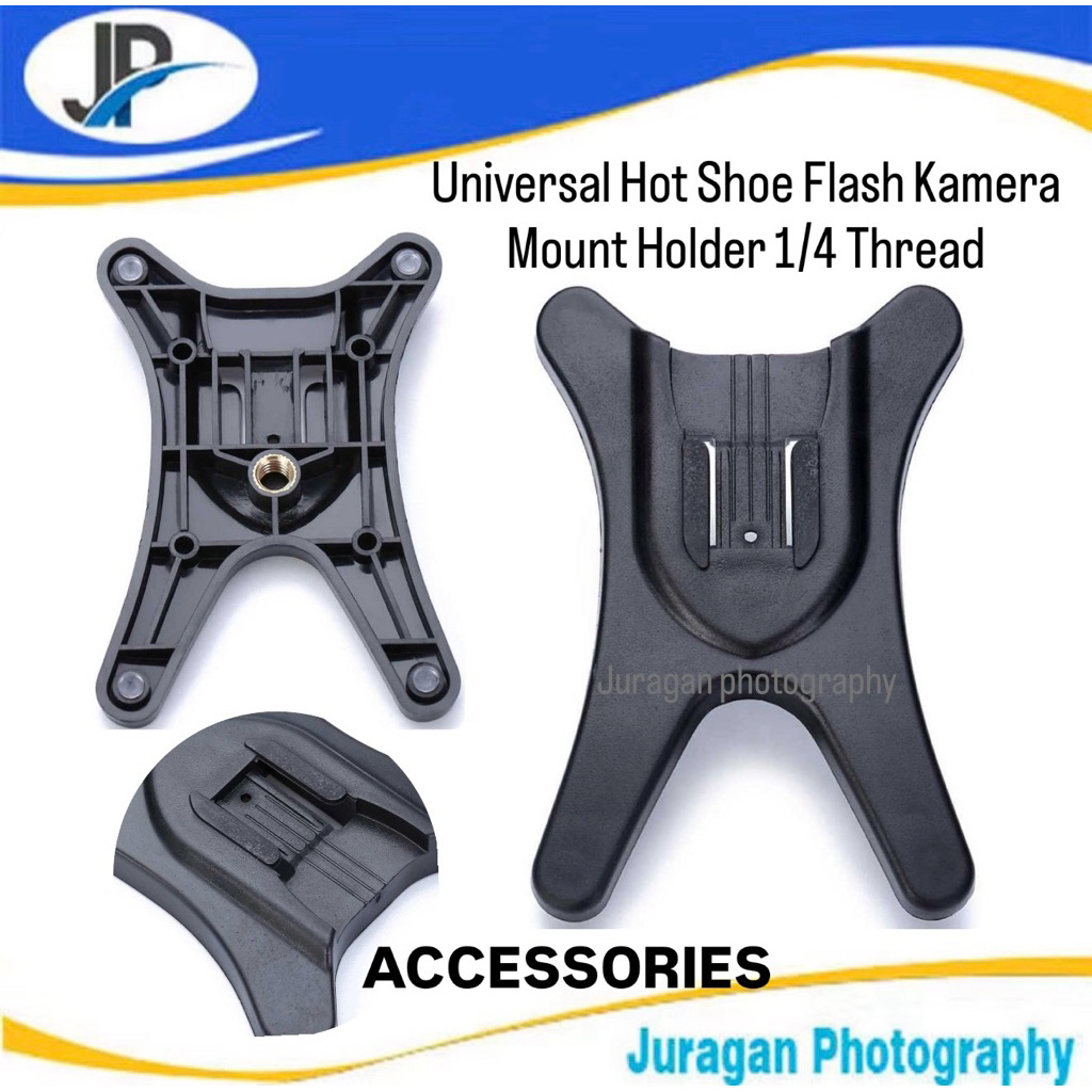 Jual Promo Universal Hot Shoe Flash Kamera Mount Holder 1/4 Thread - AS ...