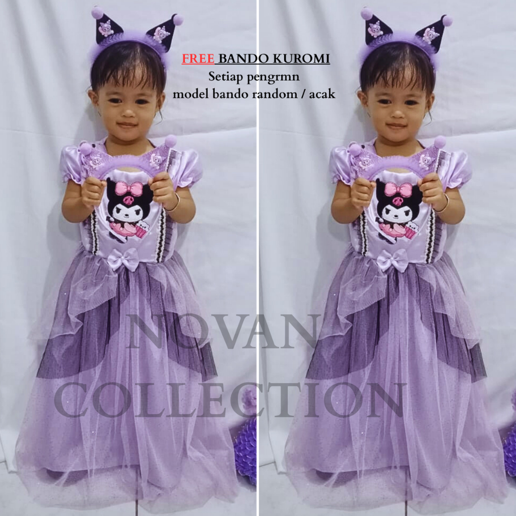Jual FREE BANDO KUROMI Dress ulang tahun anak perempuan import mewah ...