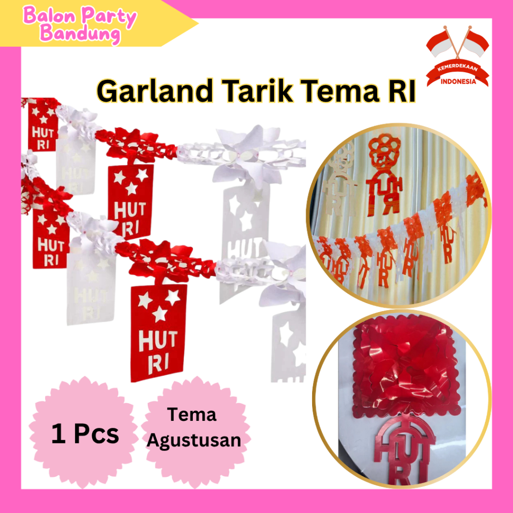 Jual BALON PARTY Garland Hiasan Tarik Merah Putih Dekorasi 17 Agustus ...