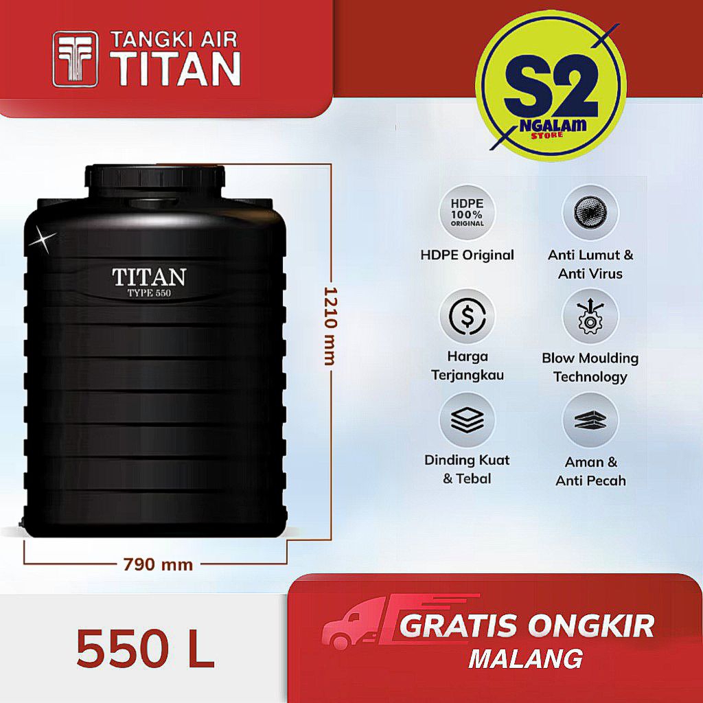 Jual Tandon Air /Toren Air/Tangki Air Titan 550 Liter (Invoice ...