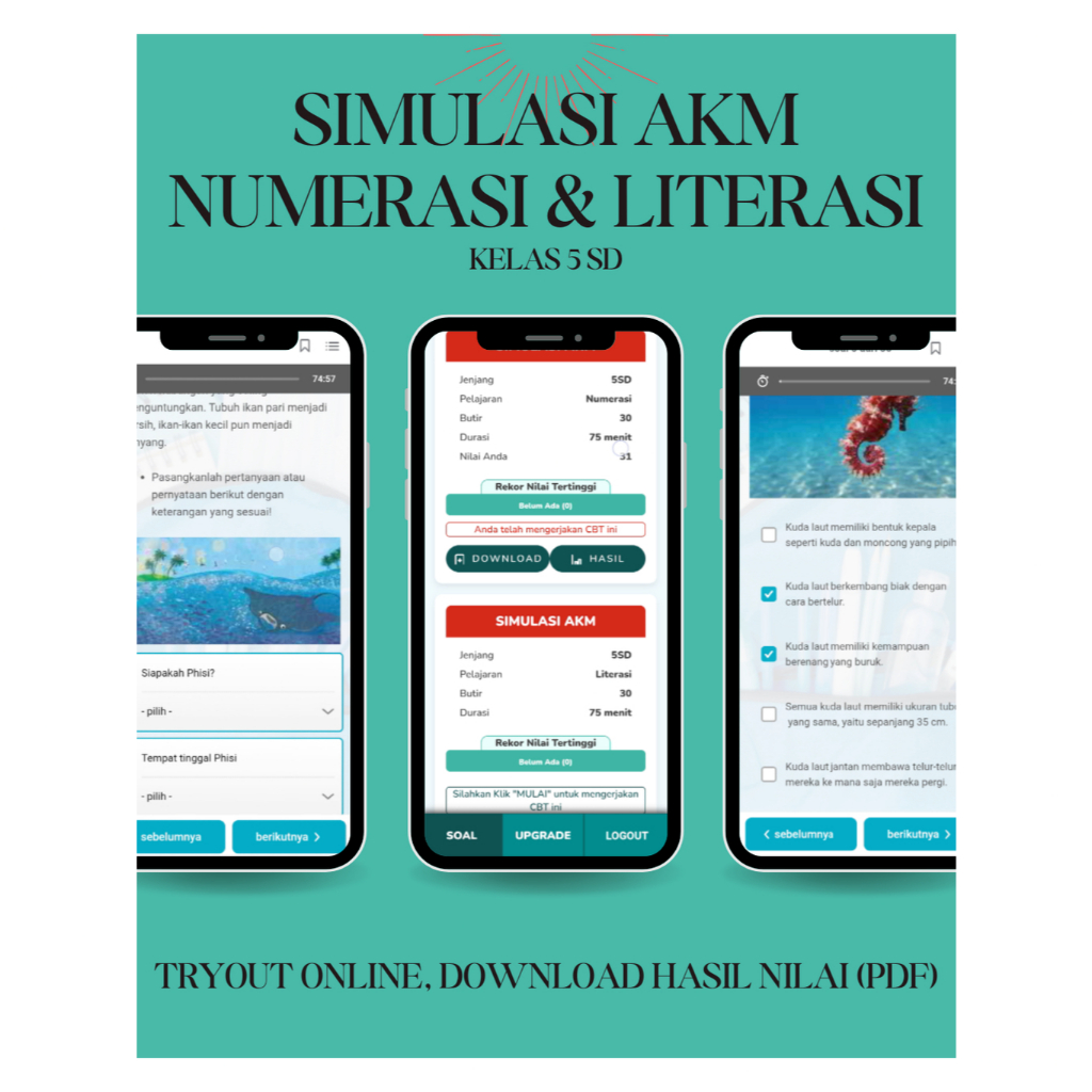 Jual ECOURSE: Simulasi AKM Literasi Numerasi Kelas 5 SD | Shopee Indonesia