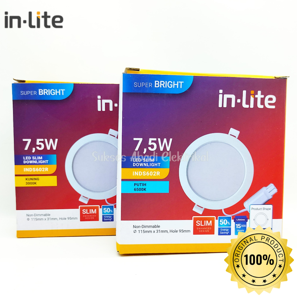 Jual Downlight INBOW Bulat 7.5W Inlite INDS602R Round 7.5 Watt In-Lite ...