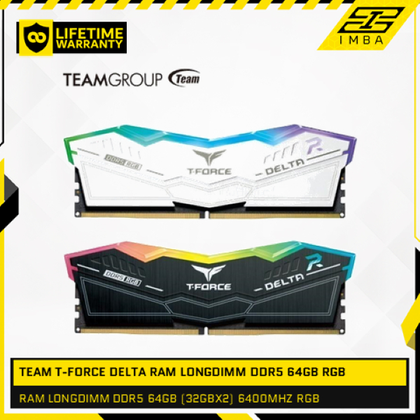 Jual TEAM T-FORCE DELTA RAM LONGDIMM DDR5 64GB (32GBX2) 6400MHZ RGB ...