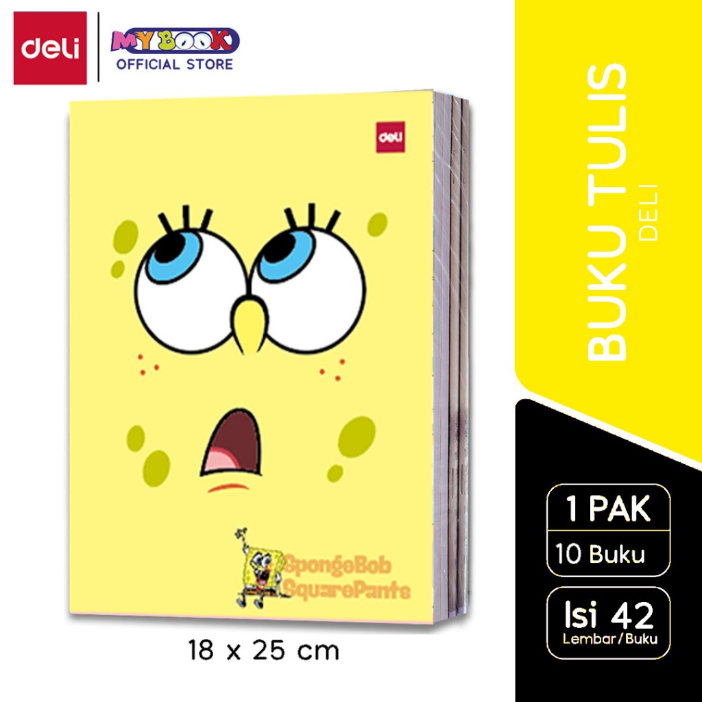 Jual Deli Buku Tulis Sekolah Panjang / Boxy B5 42 Lembar Spongebob 2 [1 ...