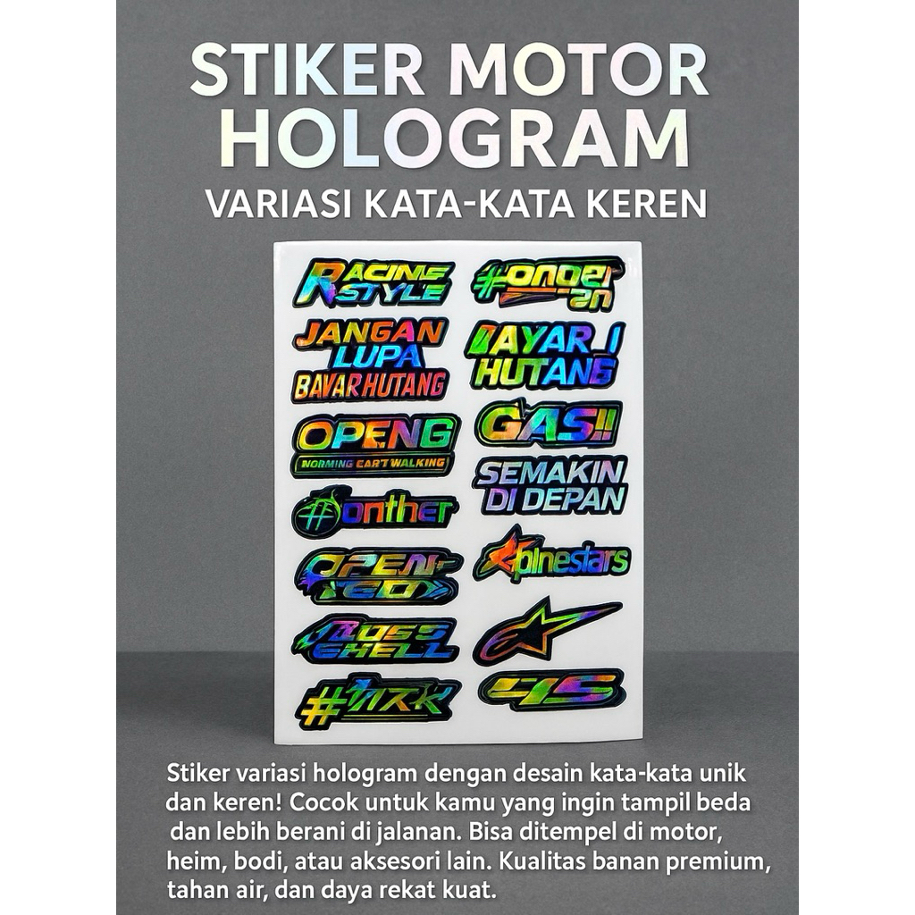 Jual Stiker Motor Hologram Variasi Kata-Kata Keren - Premium Sticker ...