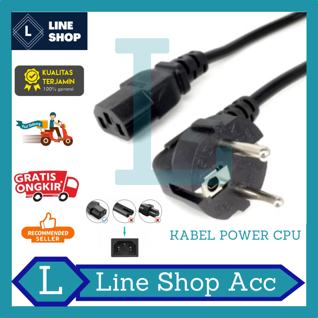Jual Kabel Power CPU / PC / MAGICOM / KOMPUTER 1,5 Meter Tebal | Shopee ...