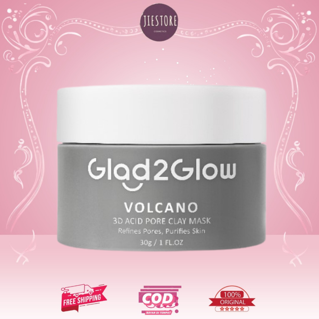 Jual Glad2glow Volcano Clay Mask Masker Komedo Deep Pores Cleansing Mud ...