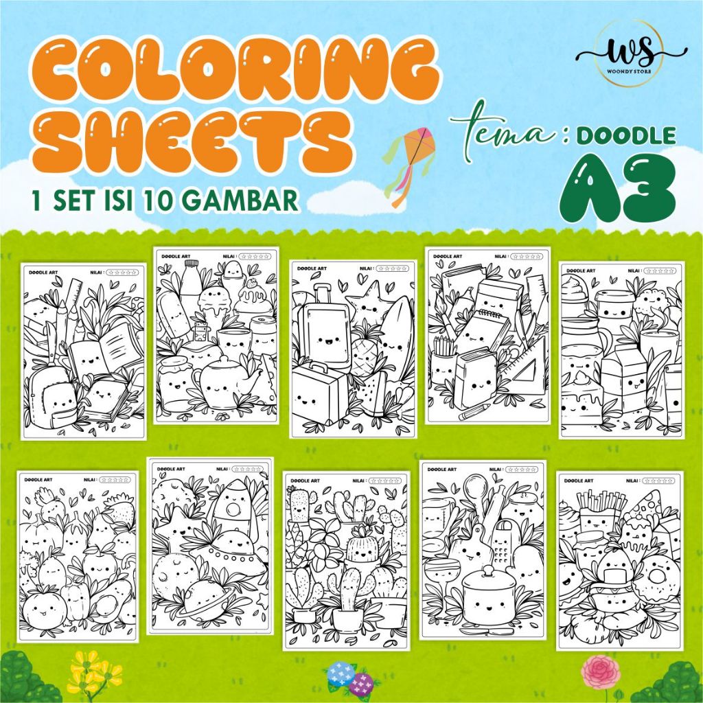 Jual KERTAS MEWARNAI TEMA DOODLE ART UKURAN A3 - COLORING SHEET FOR ...