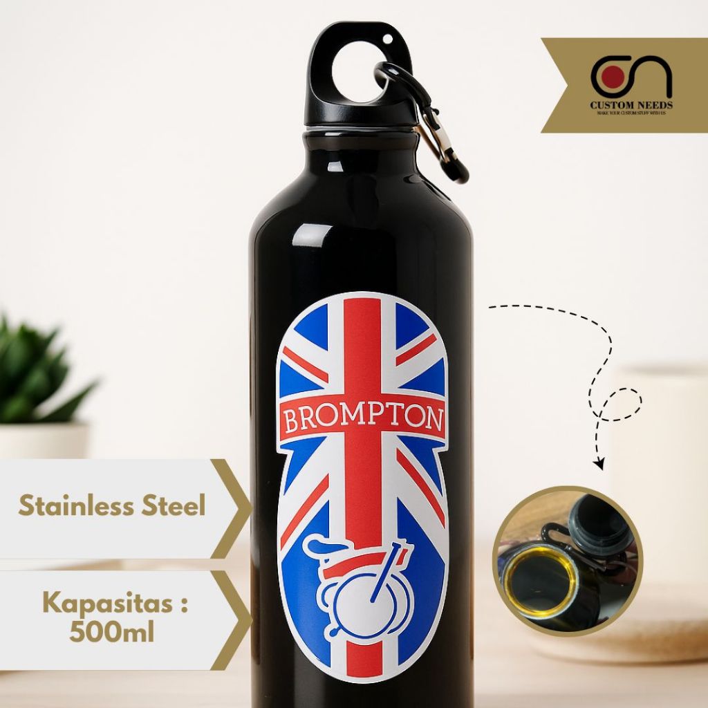 Jual Botol Minum Sport 500ML Stainless Carabiner Custom Full Printing ...