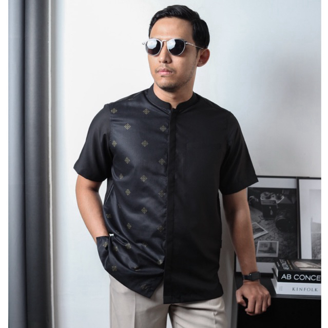 Jual Kemeja Motif Batik Sebelah Bahan Toyobo Warna Burgundy Hitam Sage ...