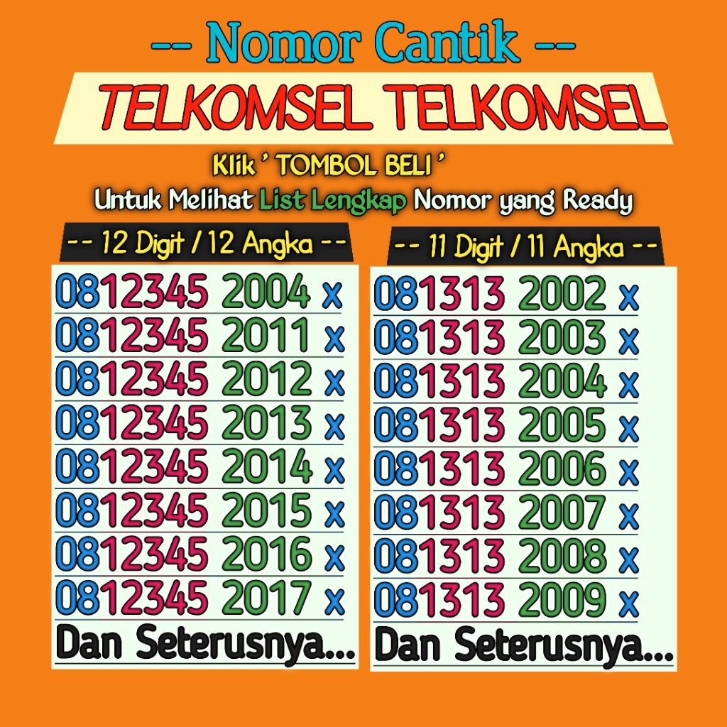Jual Telkomsel Kartu Perdana Nomor Cantik Simpati Prabayar Nomer HP Handphone 0812 Rapi Urut ...