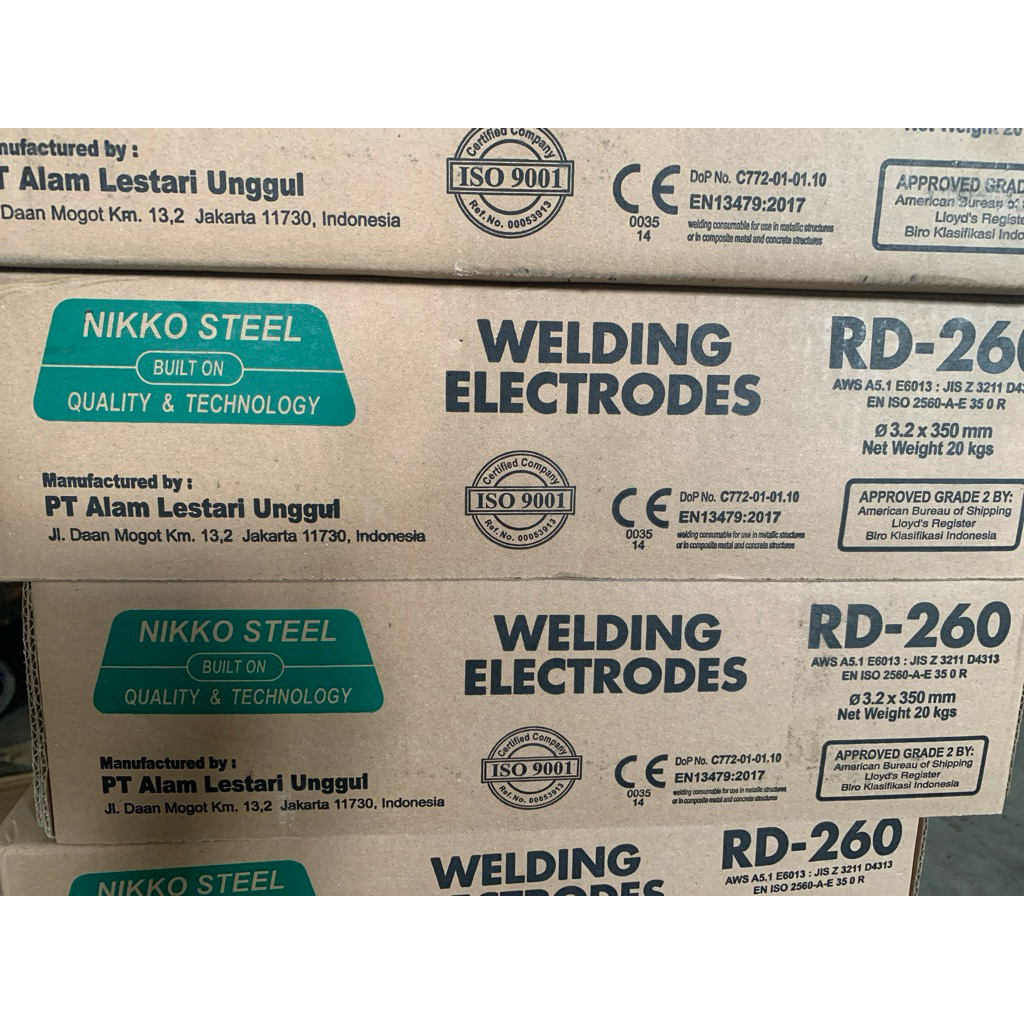 Jual kawat las elektroda RD-260/E6013 ukuran 3,2x350mm berat 5 Kg ...