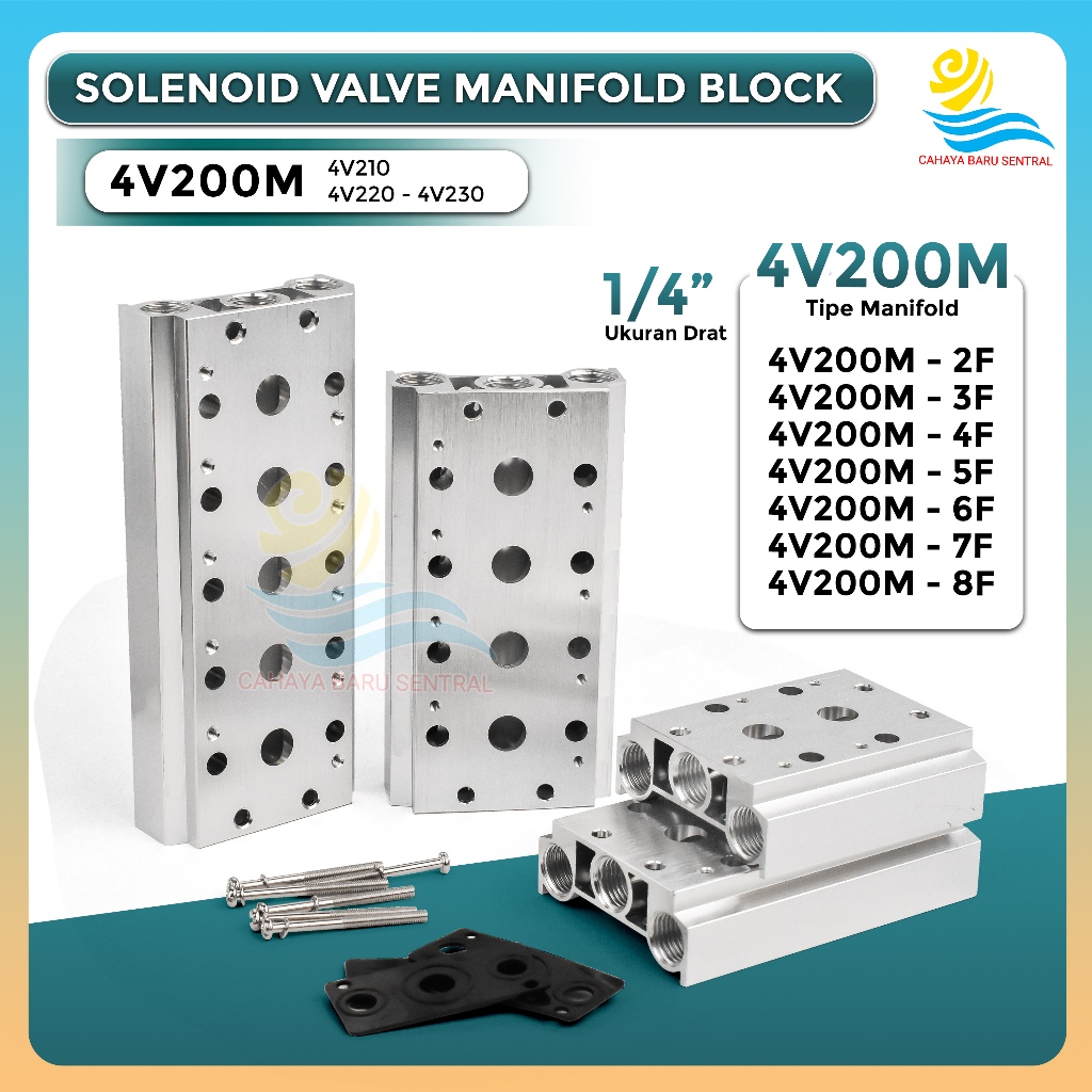 Jual MANIFOLD BLOCK SOLENOID VALVE PNEUMATIC BODY 200 TYPE 4V200M (2 ...