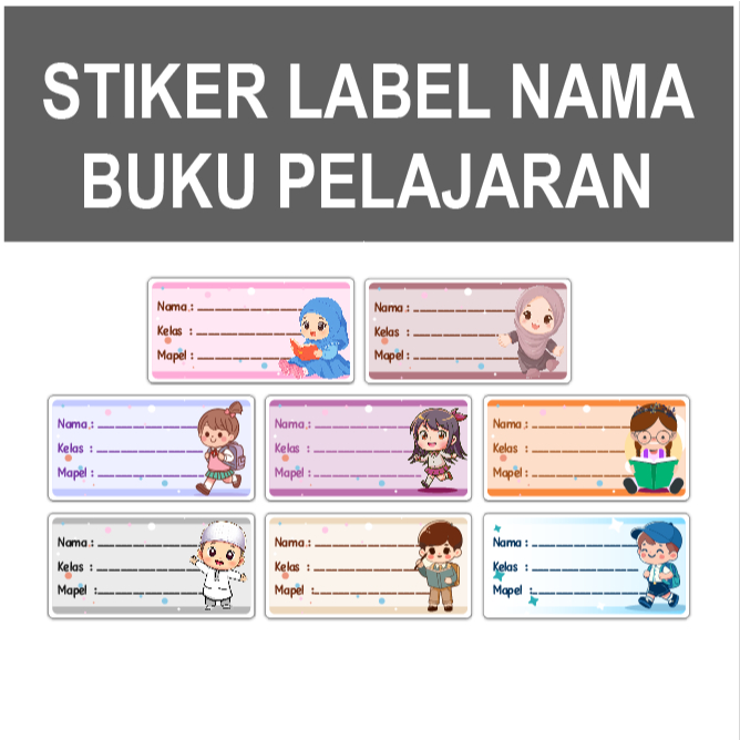 Jual Stiker Label Nama Buku Mapel / Stiker Buku Sekolah / Tempelan Nama ...