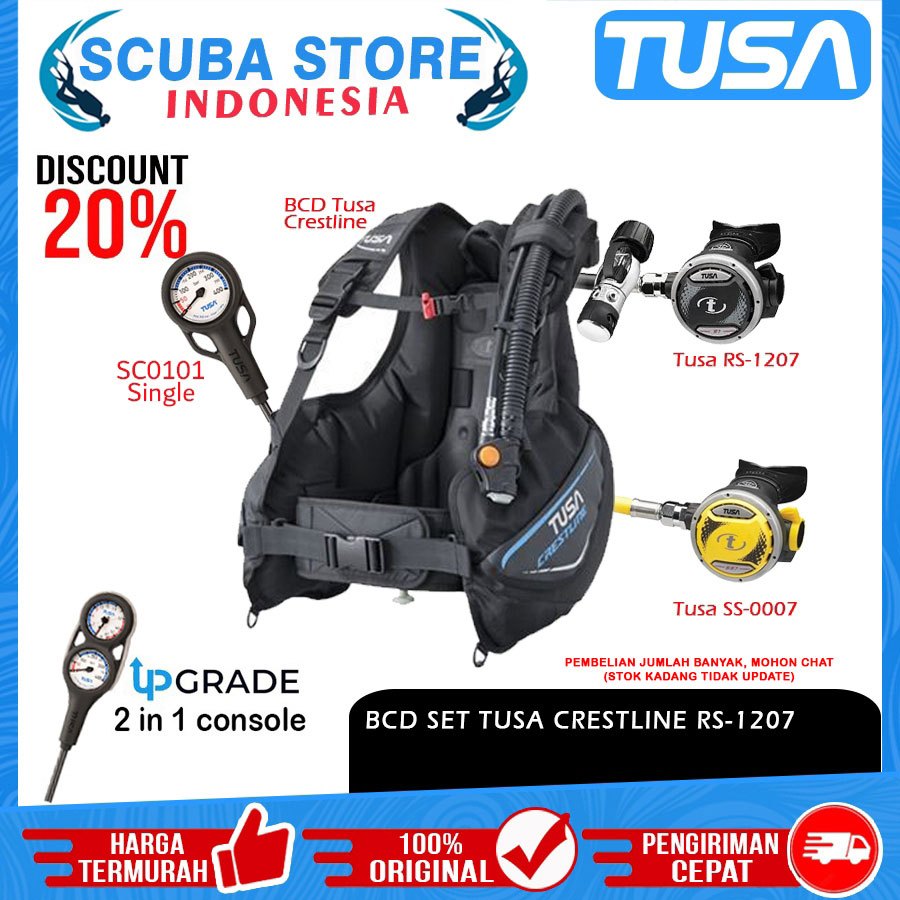 Jual Paket BCD Set Package Tusa Crestline Regulator RS-1207 Octopus Console Pressure Gauge ...