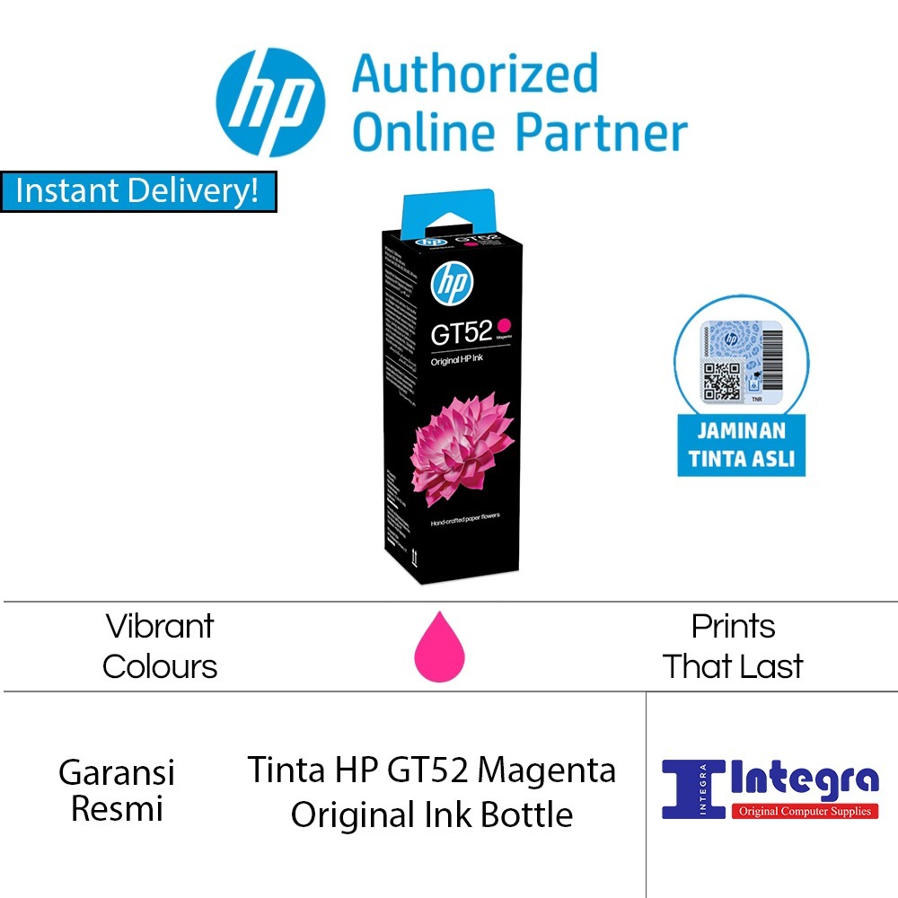 Jual Tinta HP GT 52 | GT52 Magenta Original Ink Bottle - M0H55AA for ...
