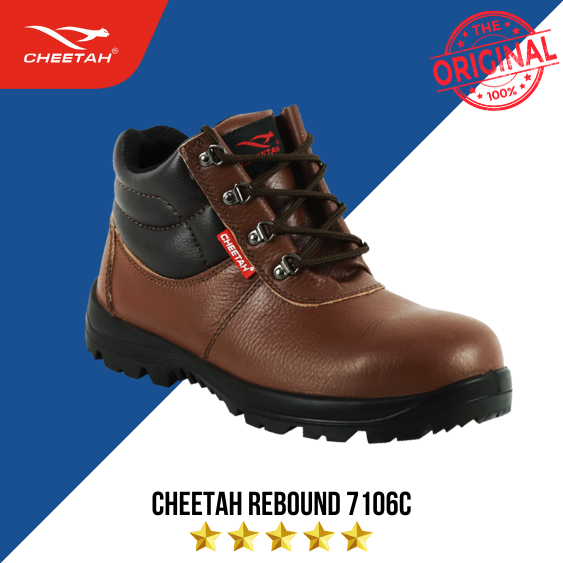 Jual Sepatu Safety Cheetah 7106 Brown Rebound Original - Safety Shoes ...