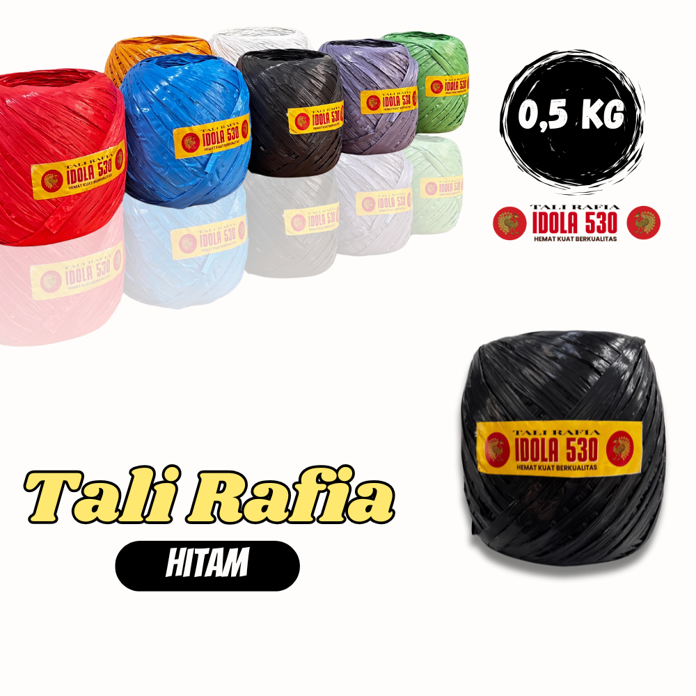Jual Tali Rafia Plastik | Rafia Warna Hitam | Tali Rafia Idola 530 ...