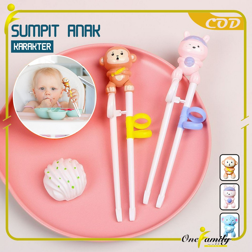 Jual EC ONE-C987 Chopstick Sumpit Anak Karakter Animal Alat Makan Anak Bayi / Sumpit Latihan ...