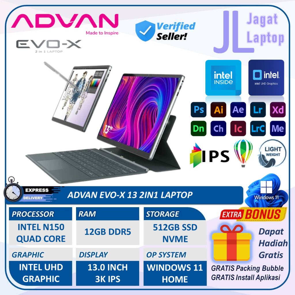 Jual Advan Evo-X 13 2in1 Intel N150 12GB 512GB Touch Free Stylus Pen ...