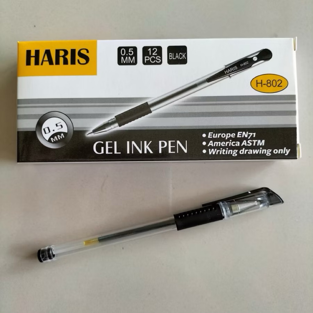 Jual Pulpen Gel Merk HARIS 0,38 mm 802 (1Lusin) | Shopee Indonesia