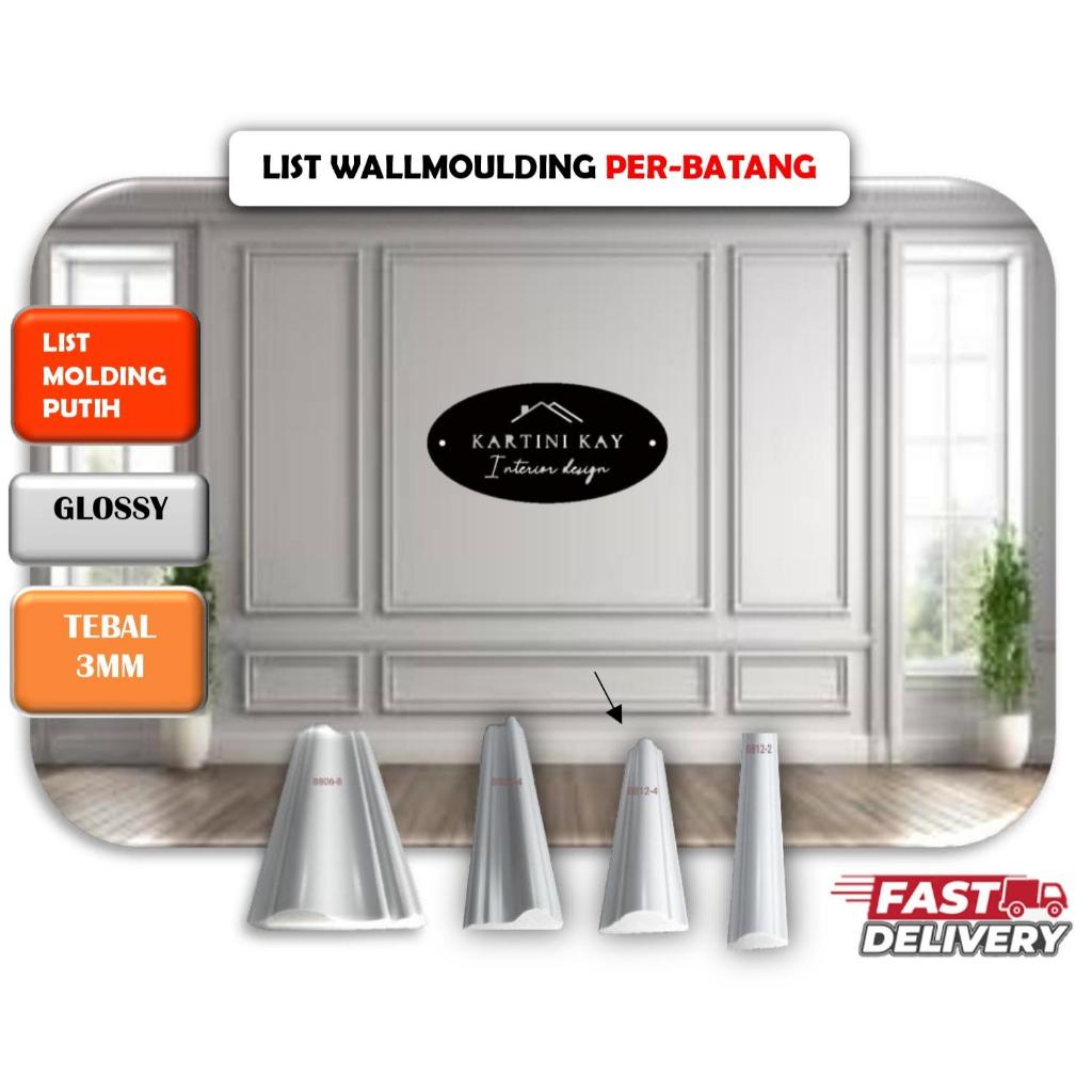 Jual LIS WALL MOULDING/MOLDING WARNA PUTIH GLOSY BAHAN PVC ANTI RAYAP ...