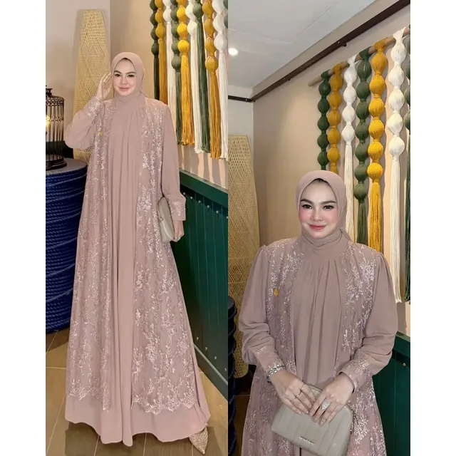 Jual Gamis Zaida Mewah Elegan Pesta Kondangan Gamis Ceruty Brukat ...