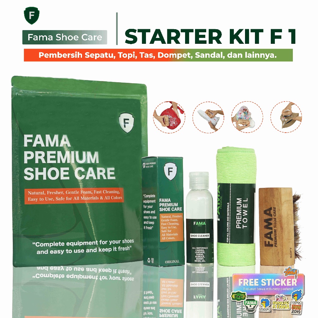 Jual FAMA-Starter kit F1-SET Sikat Bulu Kuda-Sabun sepatu-Paket Laundry ...